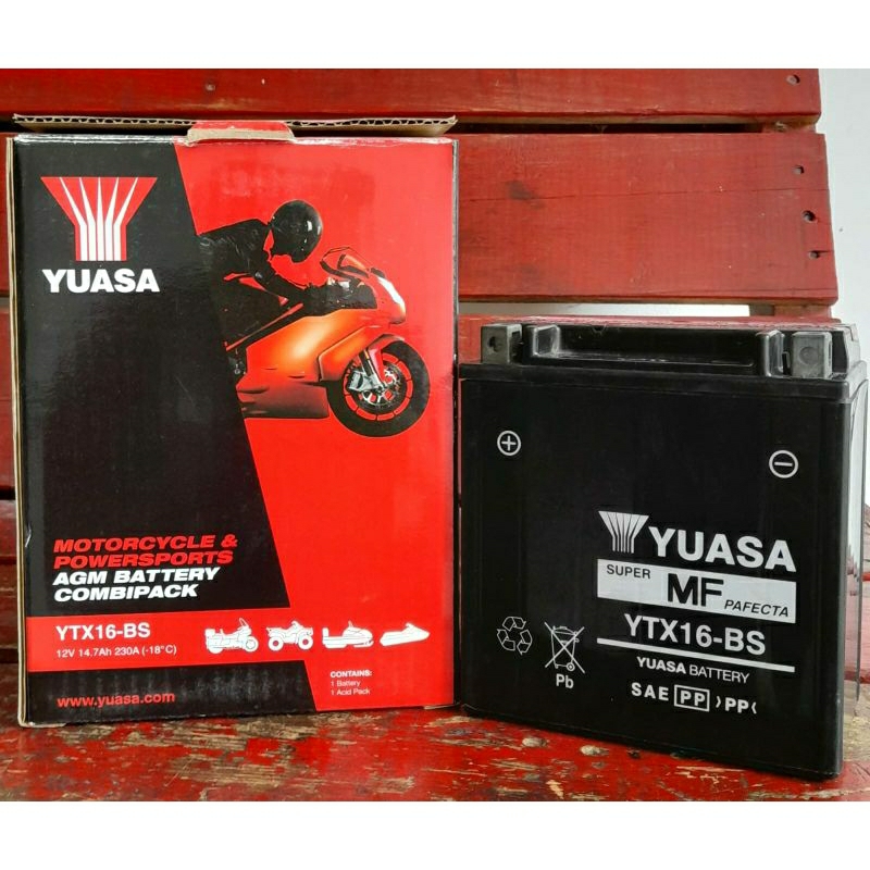 Jual Yuasa battery Aki motor YTX16-BS 12 v 14 ah aki moge original ...