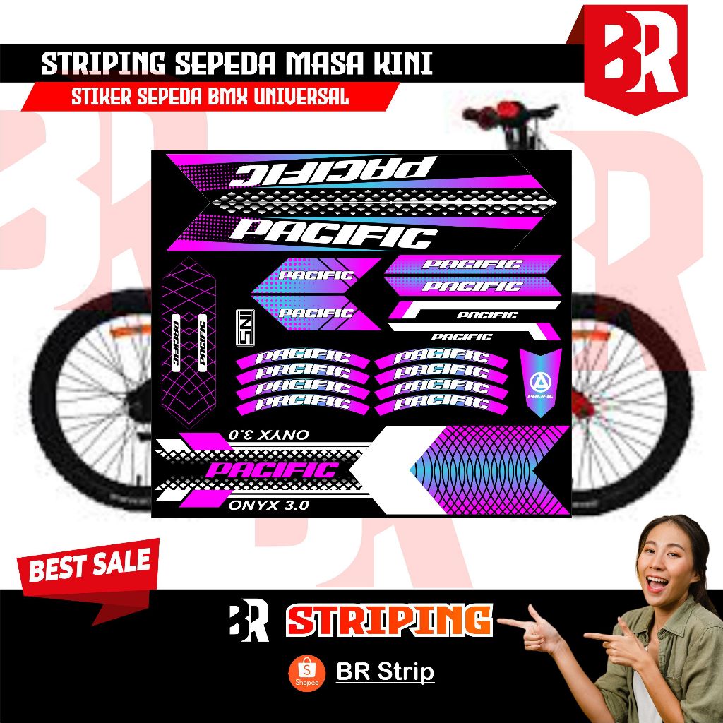 Jual NEW stiker striping sepeda pacific MTB / GUNUNG 26 decal glossy ...
