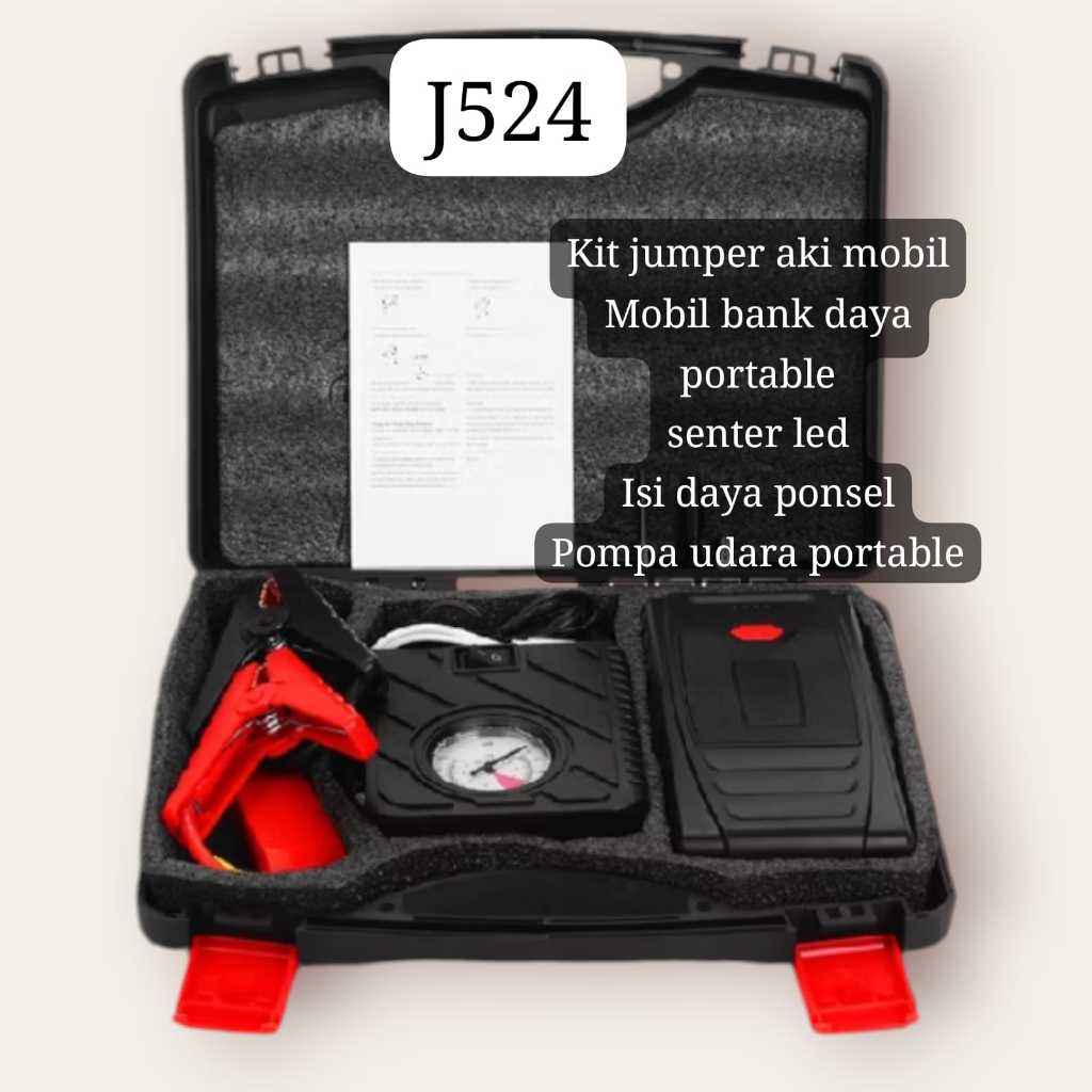 Jual J524 ORIGINAL JAMPER KIT POMPA POWER CAR AKI ACCU JUMP STARTER ...
