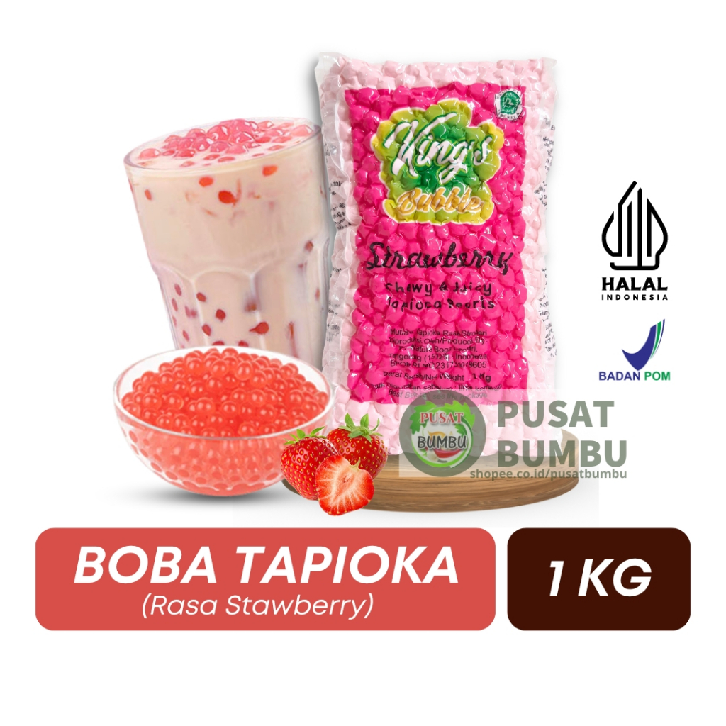 Jual Boba Strawberry 1 kg/Tapioca Pearl Bubble/Topping Minuman/Boba ...