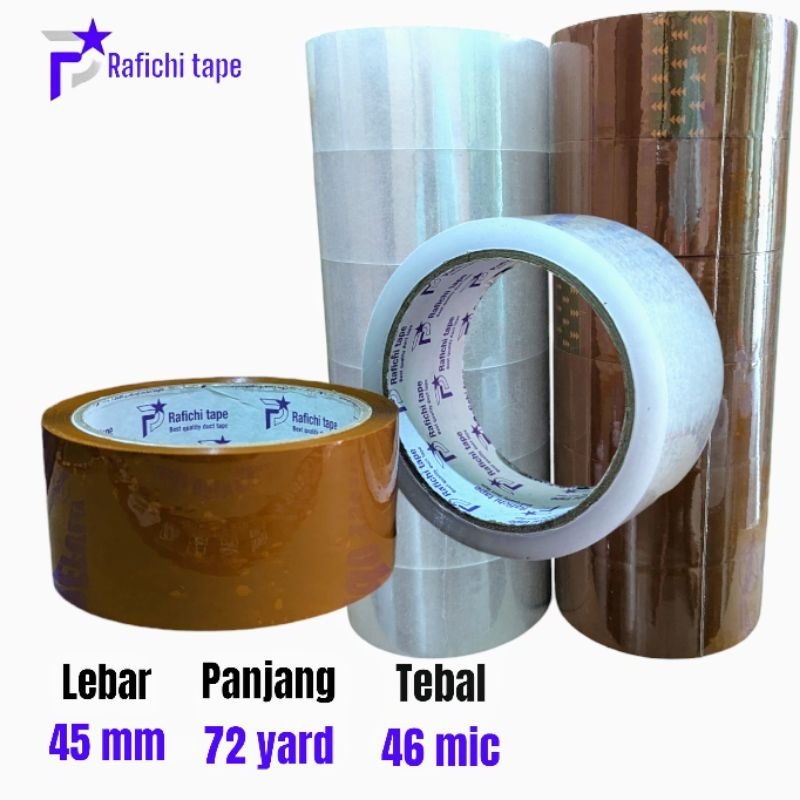Jual Rafichi Lakban Packing 1 Slop isi 6 Roll Warna Bening Dan Coklat 45x72yard | Shopee Indonesia
