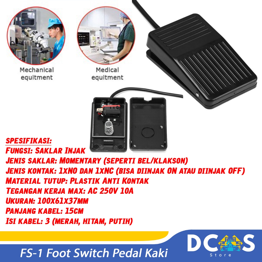 Jual FS-1 Foot Switch Pedal Kaki Footswitch AC 220V upto 380V 10A 1NO ...
