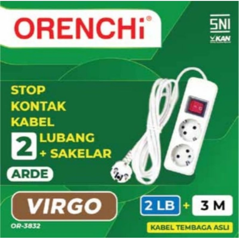 Jual ORENCHI TERMINAL STOPKONTAK KABEL ARDE PLUS KABEL 2 LUBANG/3 ...