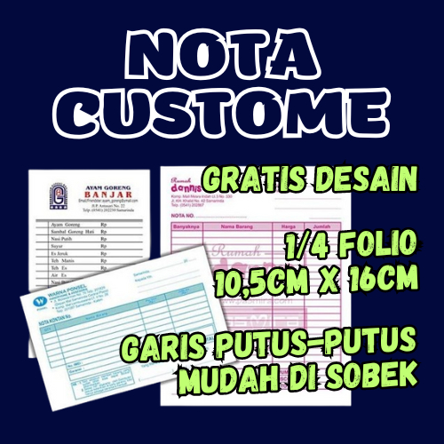 Jual CETAK NOTA COSTUM 1/4 Folio Gratis Desain Gratis Logo Bebas Nama ...