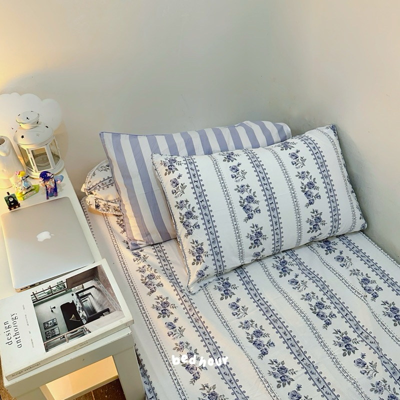 Jual Blue Rose Bow Pattern - Bed Set (Sprei Bunga Biru, Coquette Blue ...