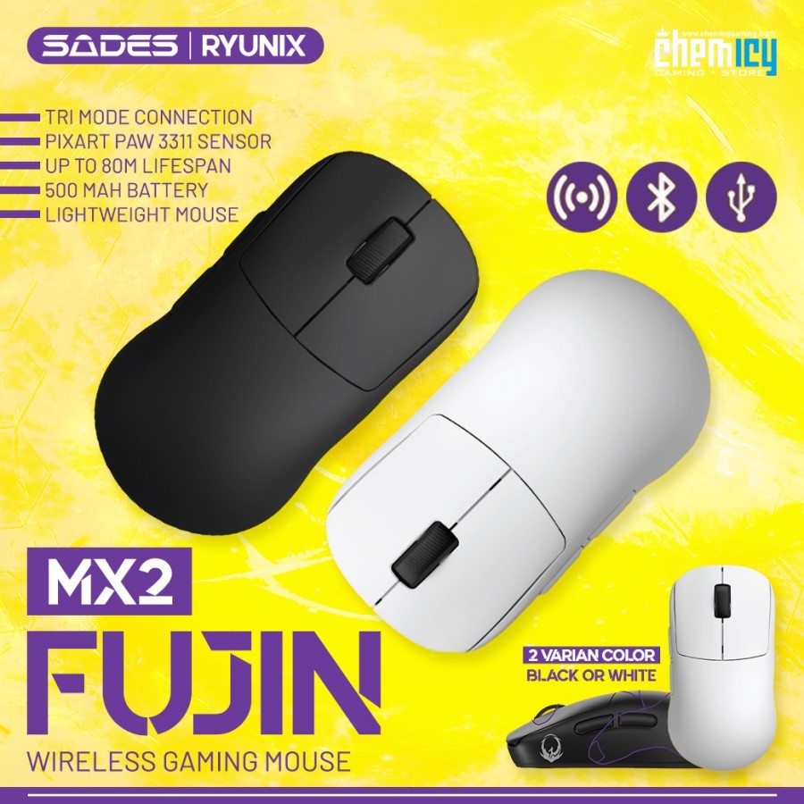 Jual Sades Ryunix Fujin MX2 / MX-2 Triple Mode Wireless Gaming Mouse ...