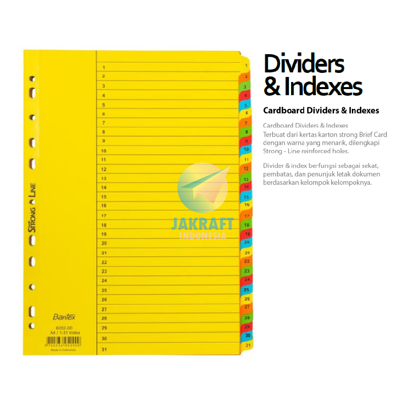 Jual (1 Set) Divider Pembatas Kertas Dokumen Binder Ordner BANTEX 6052 ...