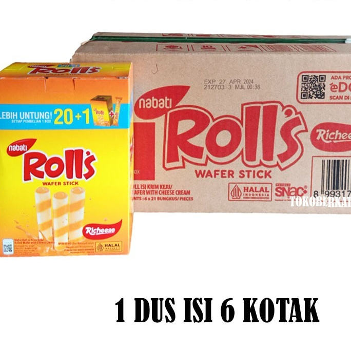 Jual 1 Dus Nabati Rolls Isi 6 pak Ecer 500 / 1 Karton Richeese Roll ...