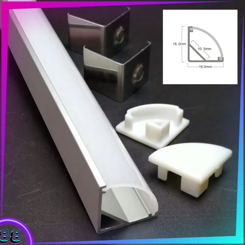 Jual LED Profile Cover Casing Housing LED Strip Rigid Aluminium 1 Meter ...