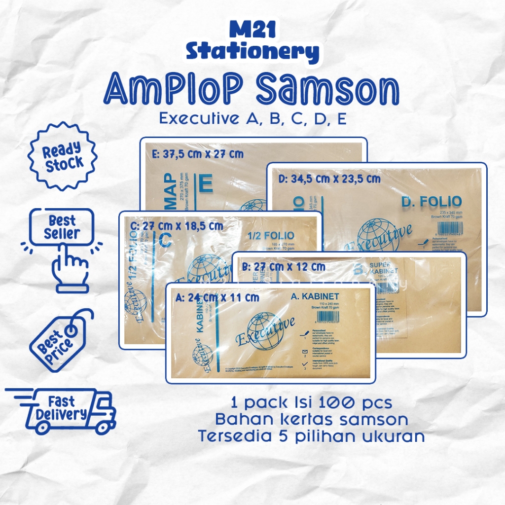Jual (100PCS) AMPLOP SAMSON EXECUTIVE / UKURAN A, B, C, D, E AMPLOP ...
