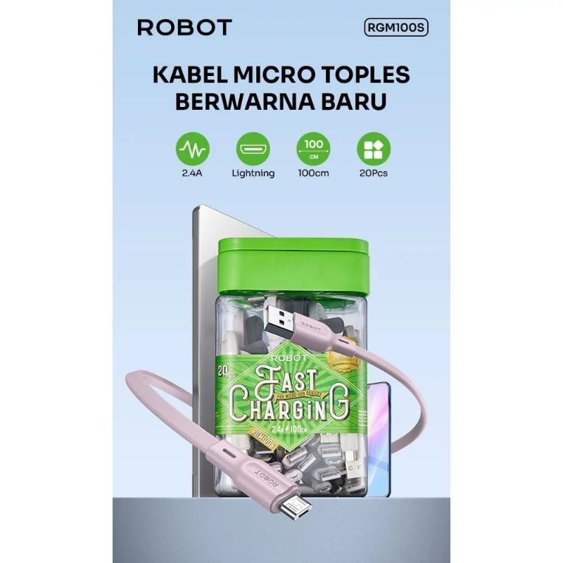 Jual Kabel Data Charger Robot RGM100S Micro Usb 2.1A 1M | Shopee Indonesia