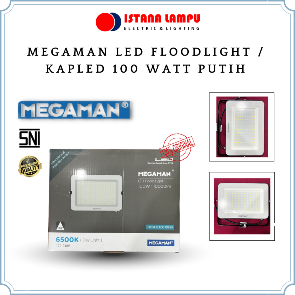 Jual Megaman Led FloodLight / KapLed 100 Watt Putih | Shopee Indonesia
