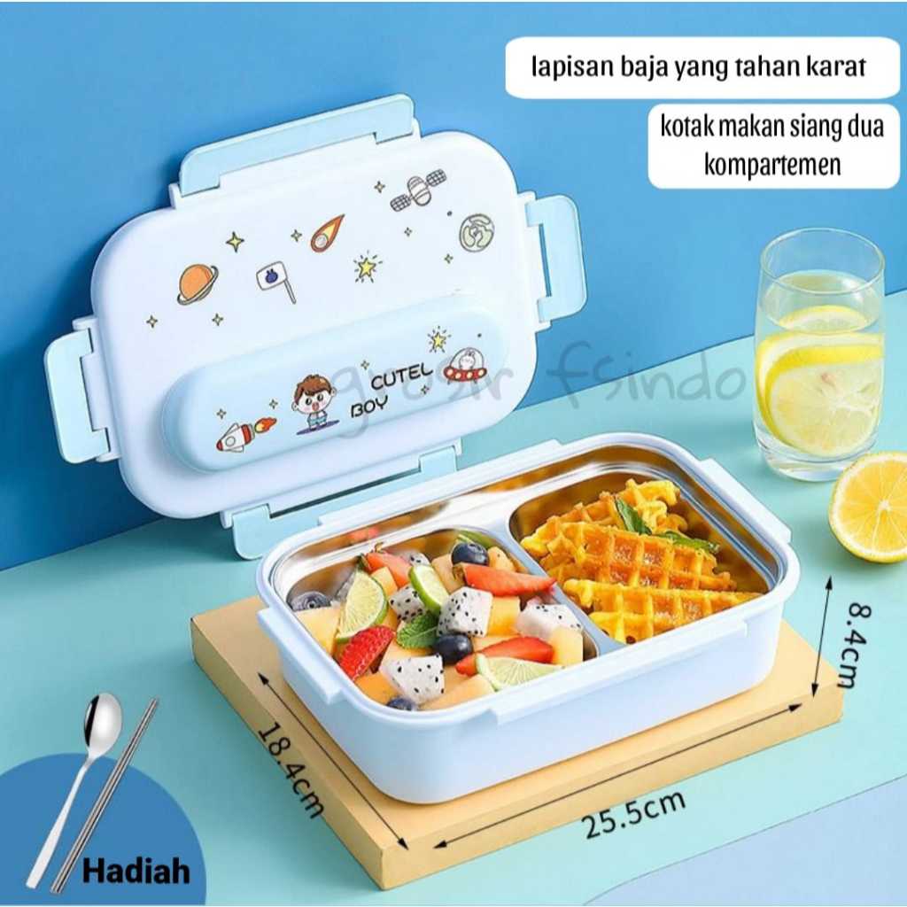 Jual Set Tempat Makan Anak/ Lunch Box Anak Stainless Steel/ Kotak Makan ...