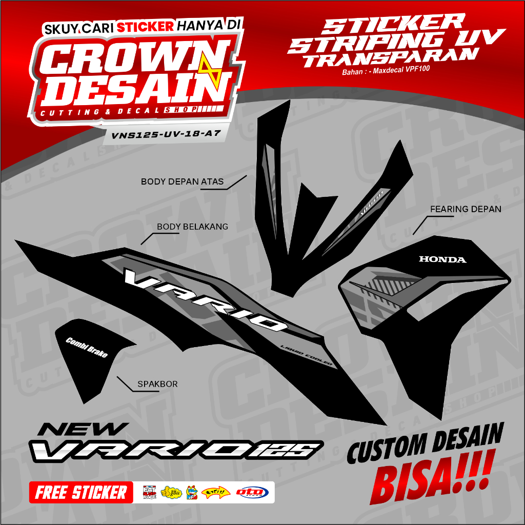 Jual Striping Transparan Vario 125 New Gen 2 Variasi Motif Ori - Stiker Striping Vario 125 Tahun ...