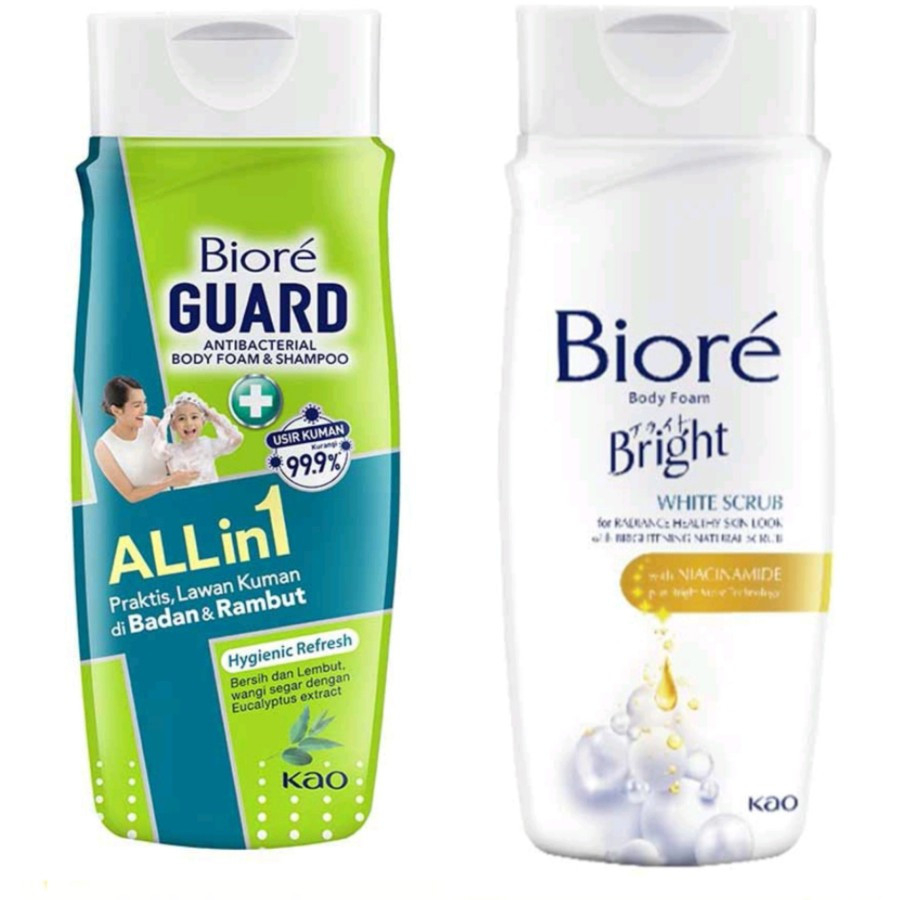 Jual biore body foam bright white scrub 100 ml | Shopee Indonesia
