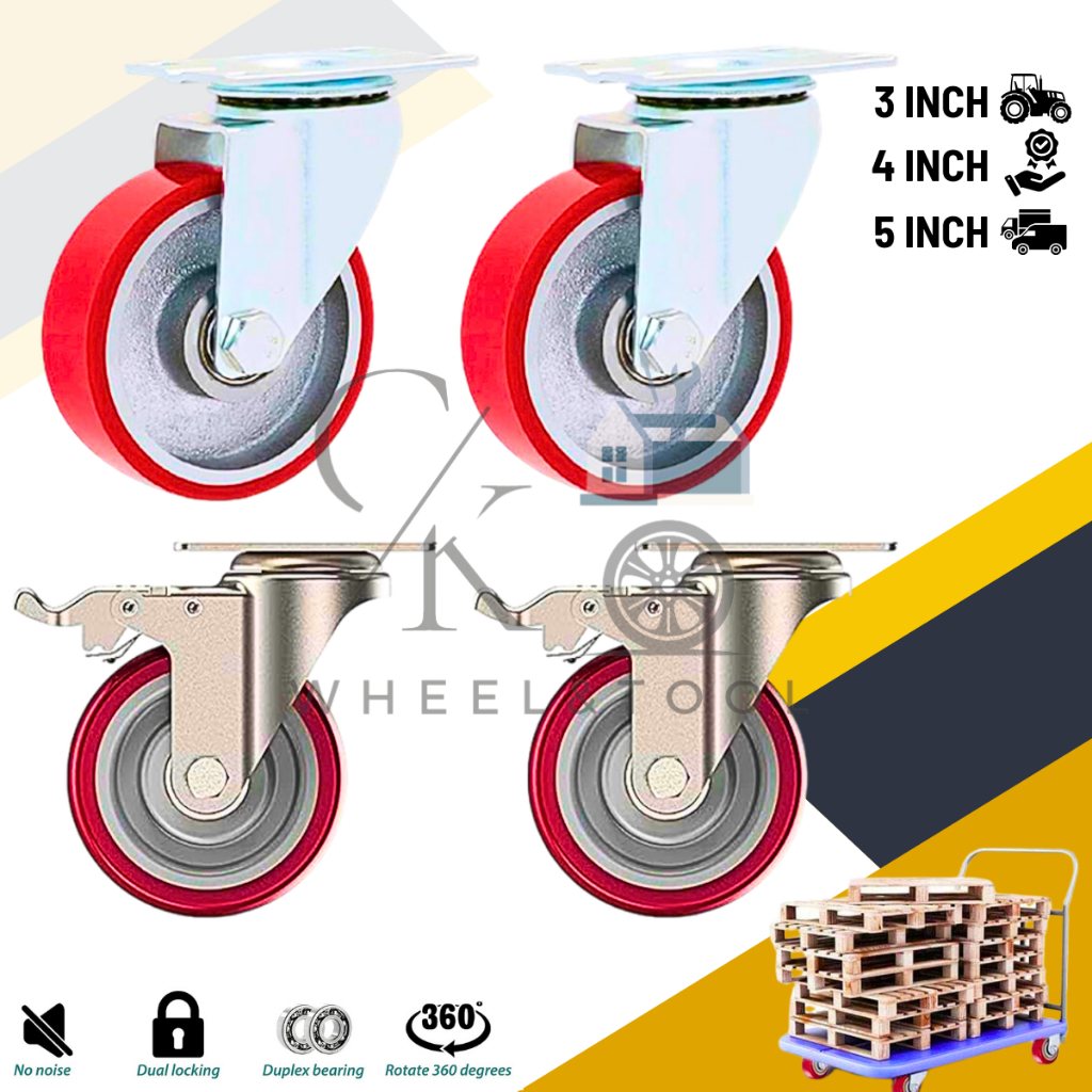 Jual RODA TROLY FULL BESI ANTI KARAT DOUBLE BEARING HEAVY DUTY REM ...