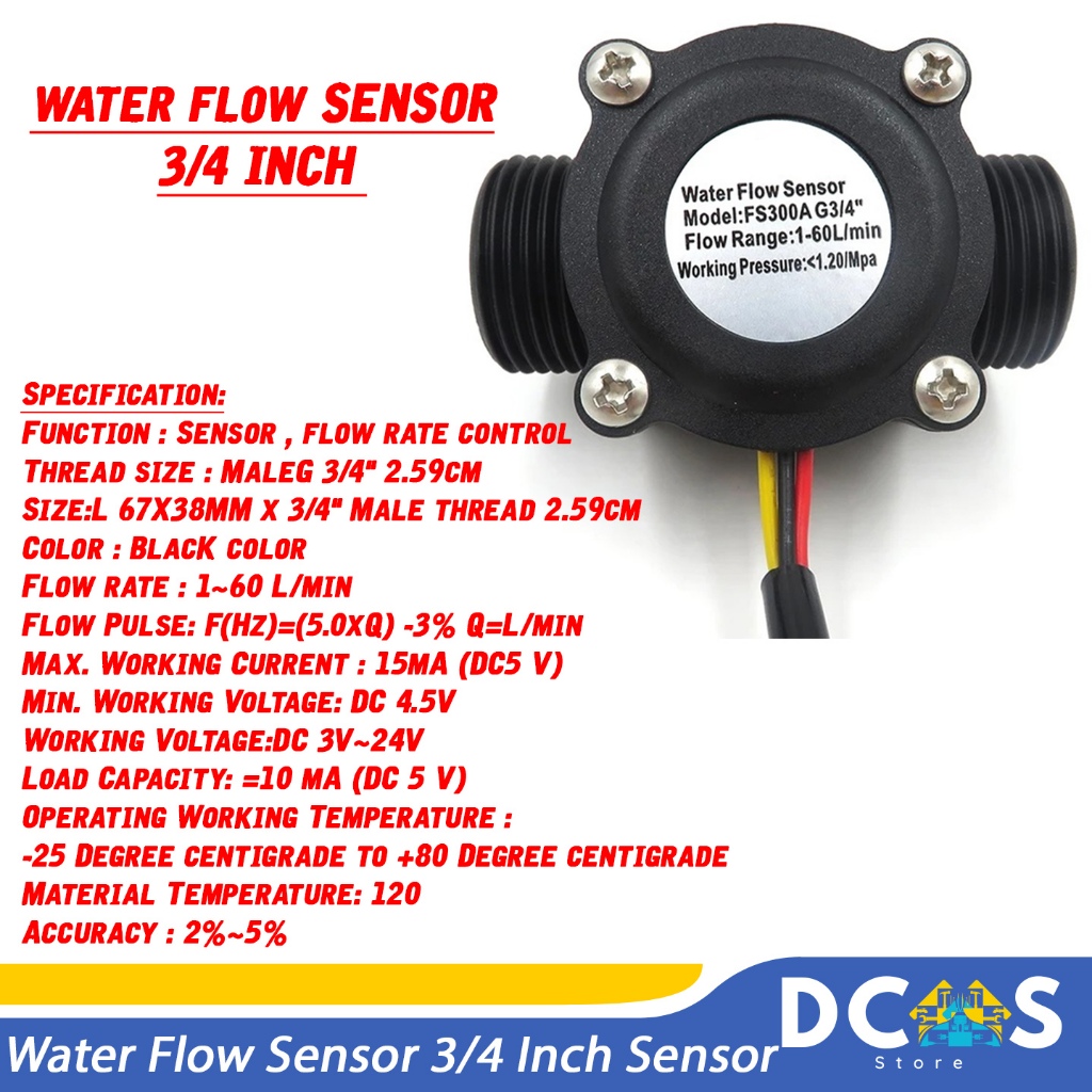 Jual Water flow sensor 3/4" / Flow sensor FS300A G3/4" | Shopee Indonesia