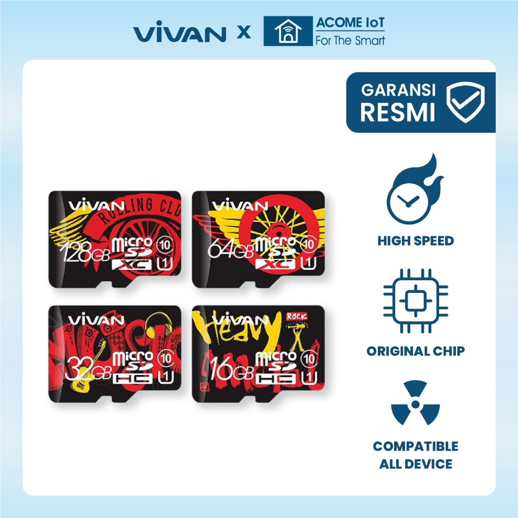 Jual Vivan V32U10 V64U10 V128U10 32GB 64GB 128GB Class 10 Micro SD TF ...