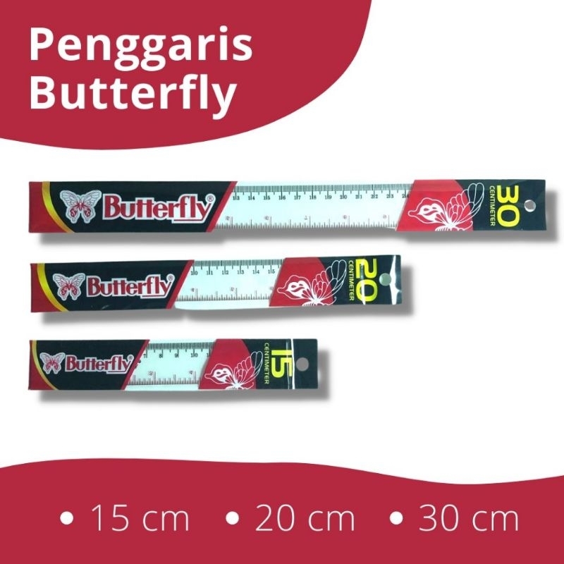 Jual (1Pcs) Penggaris 15cm 20cm Bening Butterfly Garisan | Shopee Indonesia