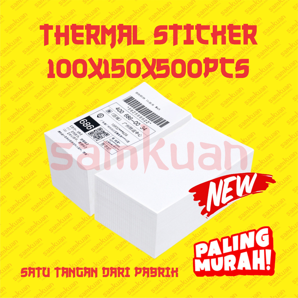 Jual KERTAS THERMAL STIKER LABEL RESI STICKER LABEL BARCODE LIPAT UKURAN A6 100X150 MM ISI ...