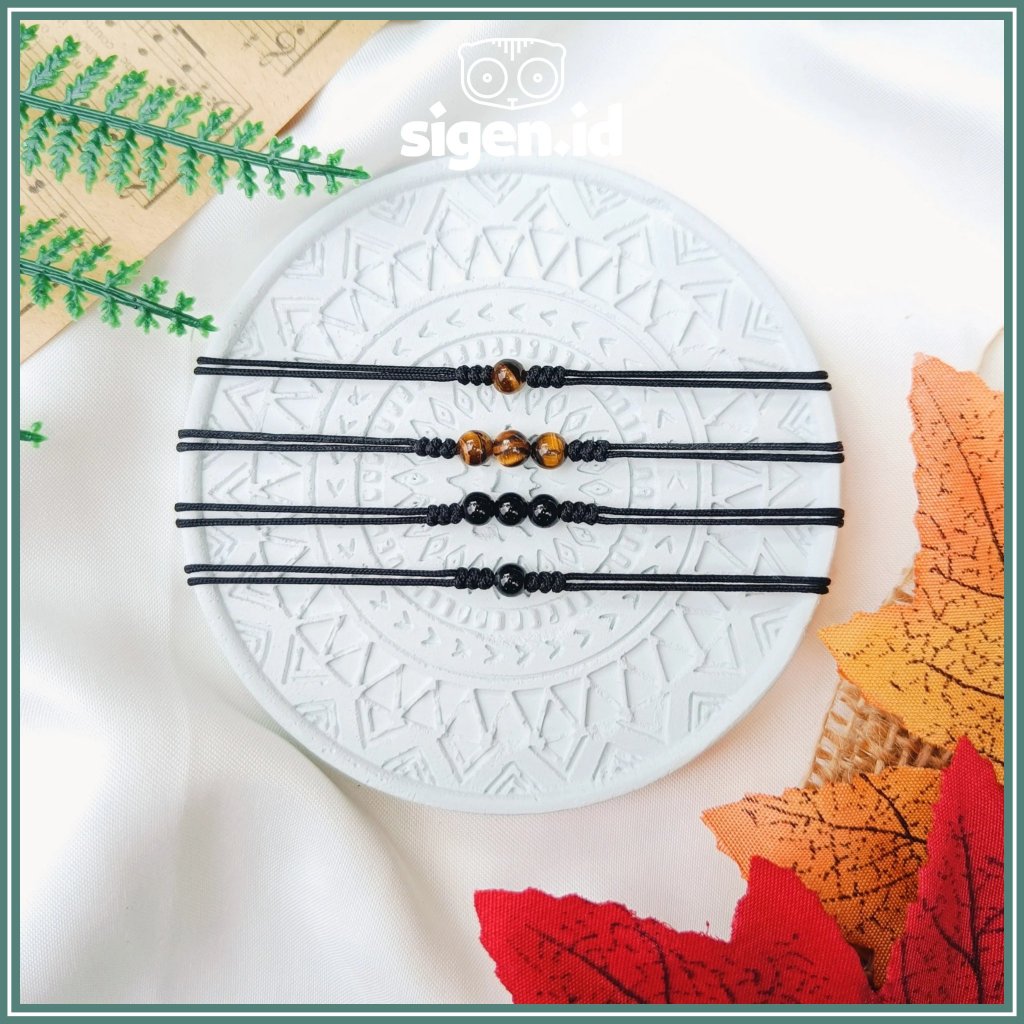 Jual Couple bracelet batu alam tali hitam simpel untuk pasangan gelang ...