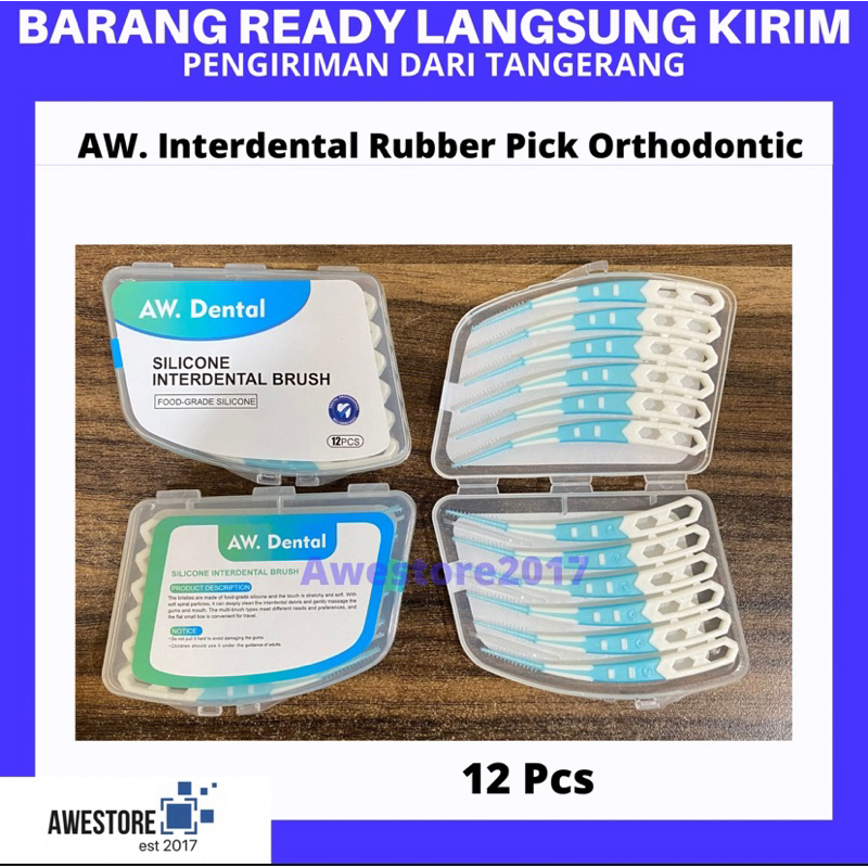 Jual AW Dental Interdental Rubber Soft Pick Brush Curved Sikat Tusuk ...