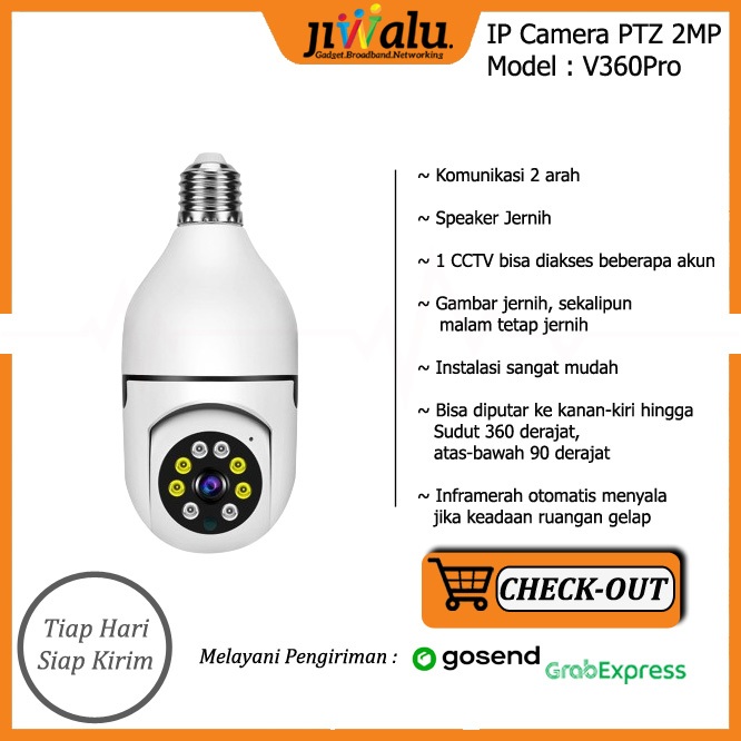 Jual CCTV IP Camera Bohlam Wireless 2MP V360Pro PTZ NIGHT VISION FULL ...