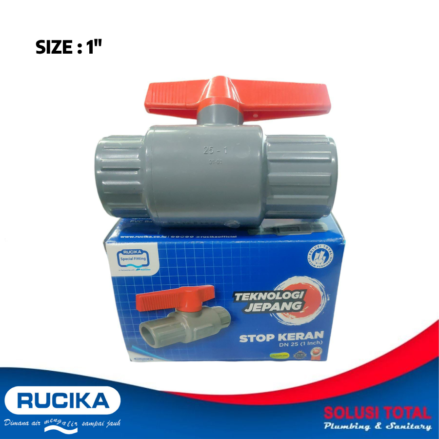 Jual PVC Ball Valve RUCIKA 1 Inch DN 25 Polos Stop Kran PVC 1" | Shopee Indonesia