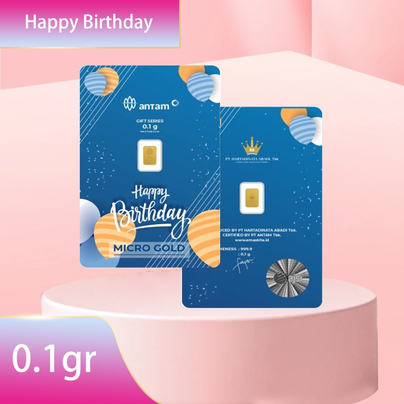 Jual Gold Logam Mulia Antam Press ( LM ) 0.1Gram 0.1GR Birthday Blue ...