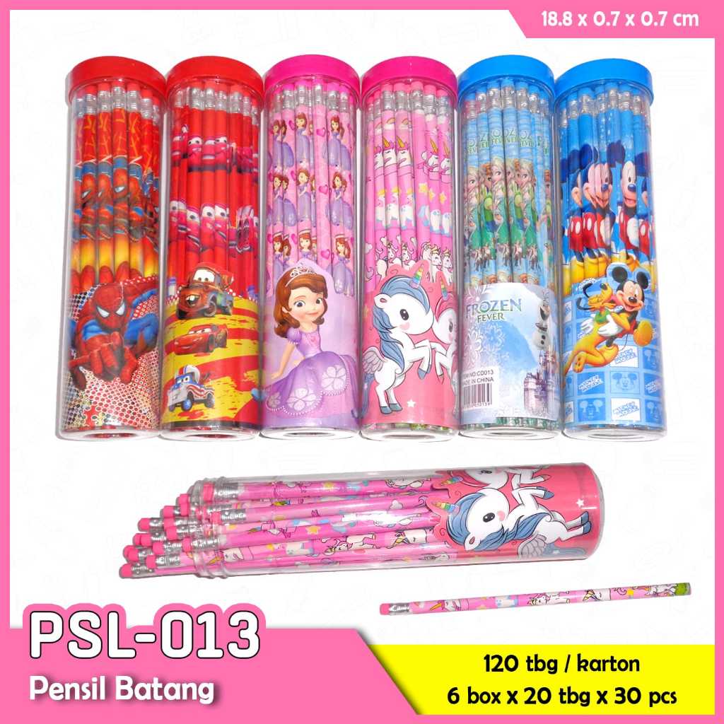 Jual Pensil HB karakter dengan kepala penghapus 1 Tabung isi 30 pcs ...