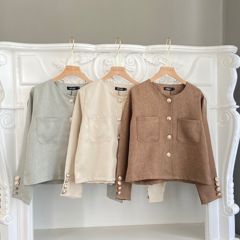 Jual Grace Blazer • edmee | Old Money Blazer Outer Wanita Button Gold ...