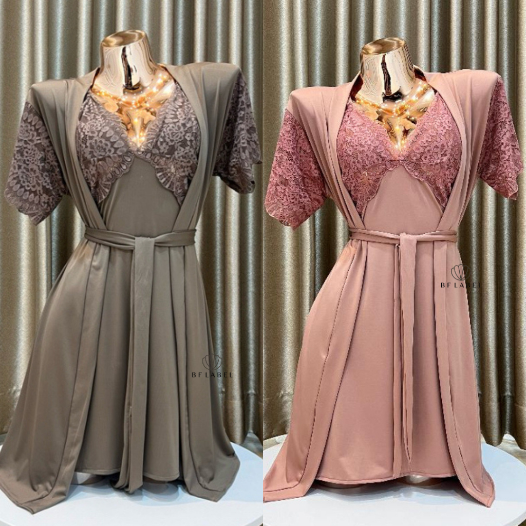 Jual BF Label - 070 Lingerie Dress + Kimono + Belt Only | Lingerie Sexy ...