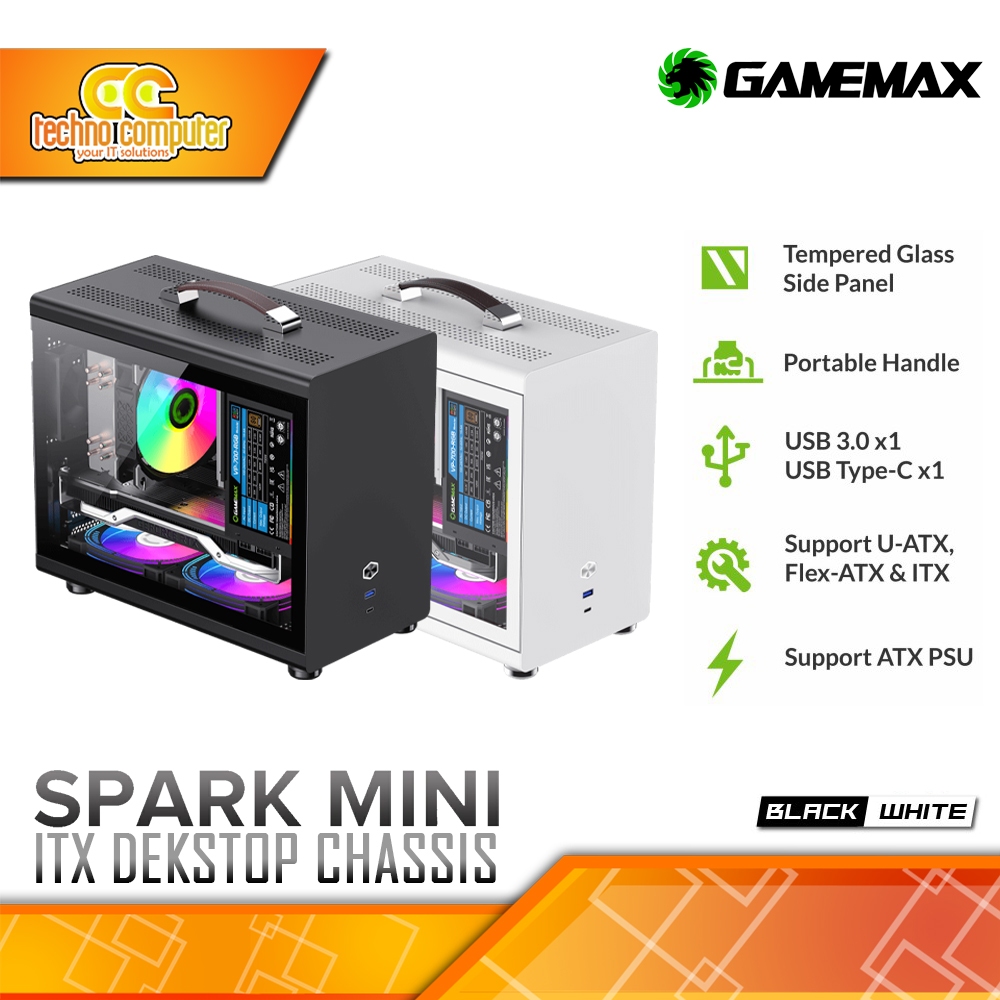 Jual CASING GAMEMAX SPARK MINI - Mini Tower ITX Case Tempered Glass | Shopee Indonesia