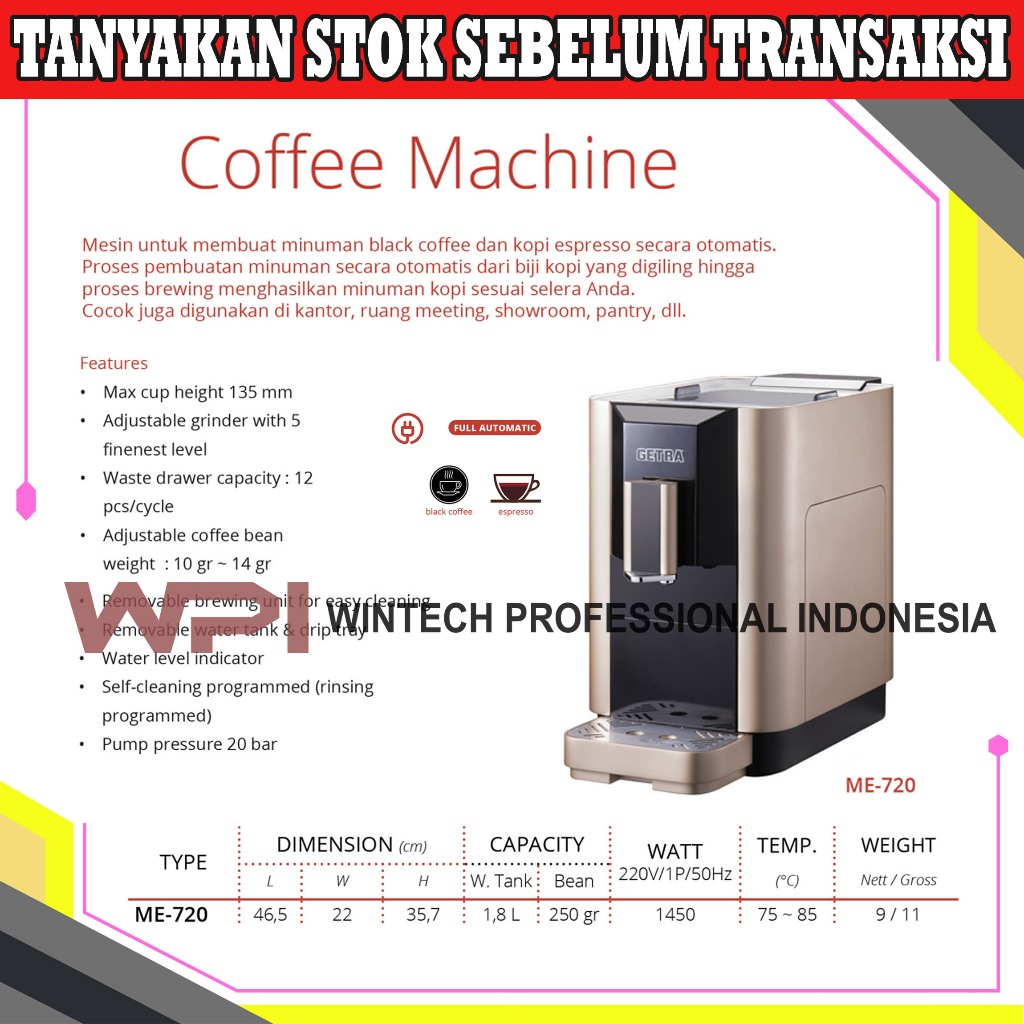 Jual Getra ME-720 Coffee Machine / Mesin Pembuat Kopi Hitam Atau Black ...