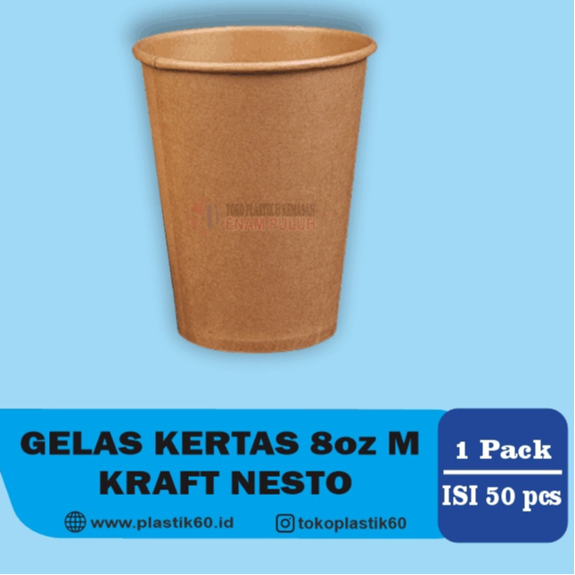 Jual Gelas kertas 8 oz M paper cup gelas kopi kraft Nesto | Shopee Indonesia