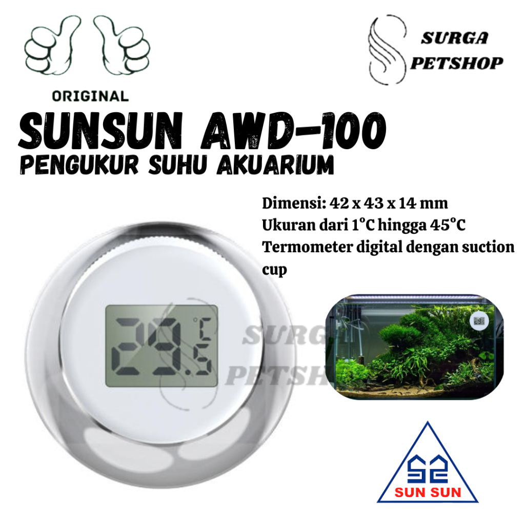 Jual SUNSUN AWD 100 Pengukur Suhu Akuarium Kolam Ikan AWD100 Network ...
