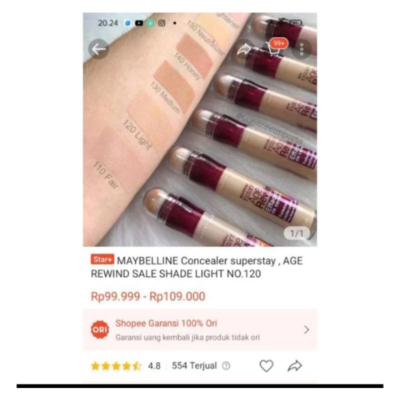 Jual Maybelline Instant Age Rewind Eraser Concealer | Shopee Indonesia