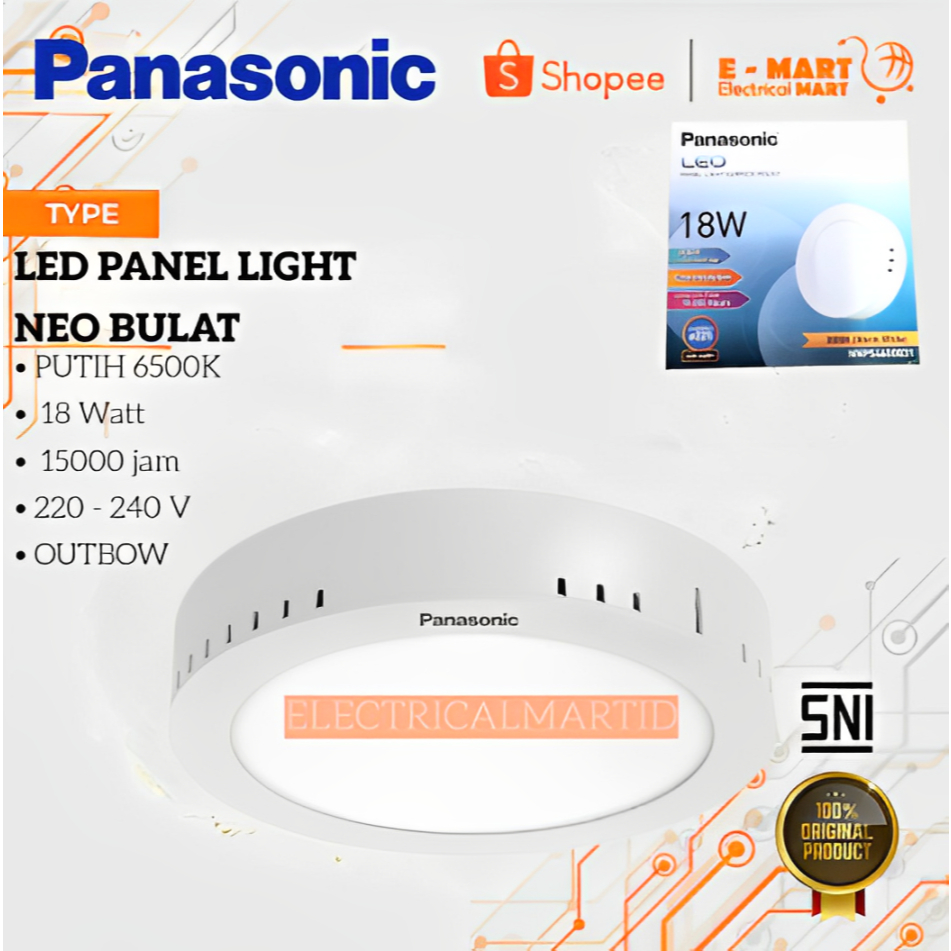 Jual PANASONIC Downlight LED OB 18W PANEL Outbow 18 Watt BULAT Tempel ...
