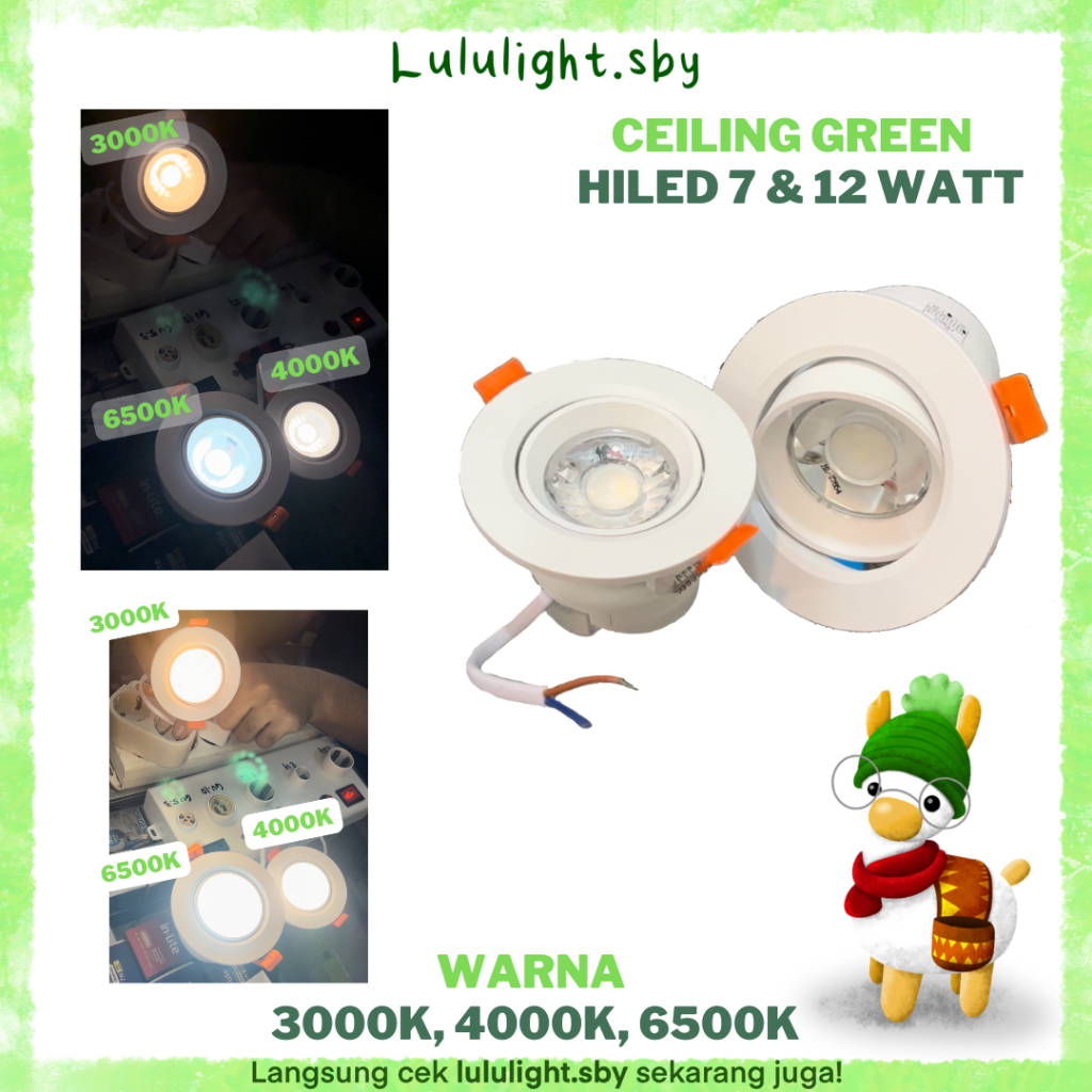Jual Lampu spotlight plafon downlight LED COB Hiled green 7w 12w putih ...