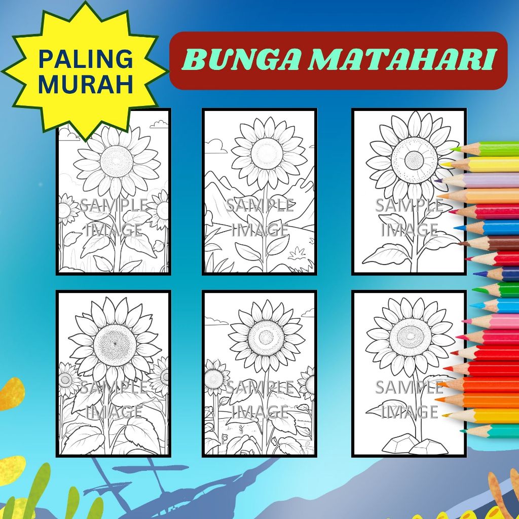 Jual Kertas Mewarnai Ukuran A5 / Bunga Matahari / GAMBAR MEWARNAI ...