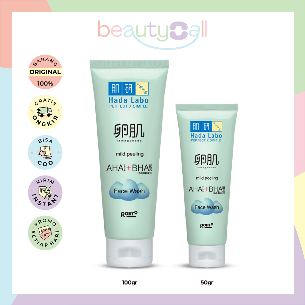 Jual HADA LABO Tamagohada Mild Peeling AHA+BHA Face Wash Pembersih Wajah 50g | 100g | Shopee ...