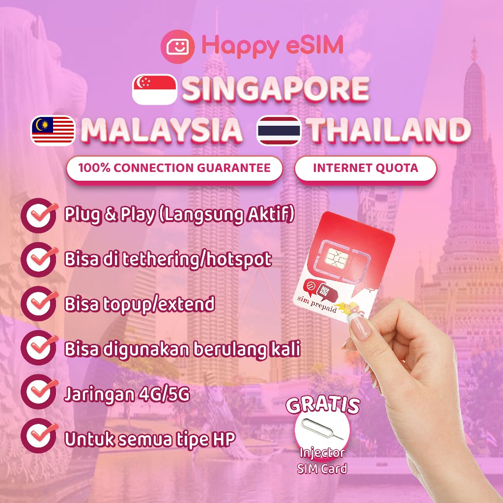 Jual Happysim SimCard Singapore Malaysia Thailand Unlimited | Simcard ...