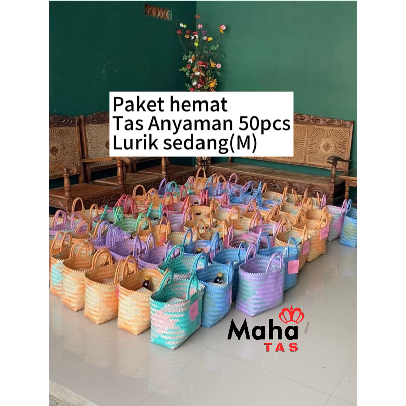 Jual Paket Hemat 50 pcs~Tas Anyaman lurik ukuran(M)/Tas Berkat/Tas ...
