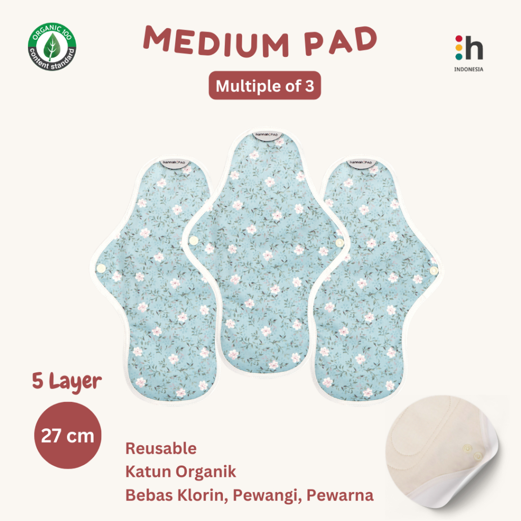 Jual Hannahpad Pembalut Kain / Menspad Kain Organik Cuci Ulang Medium ...