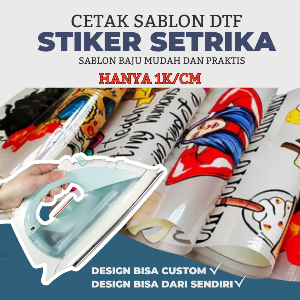 Jual CUSTOM STIKER SETRIKA/ SABLON DTF ECERAN/ CETAK PRINT DTF EXPRES ...