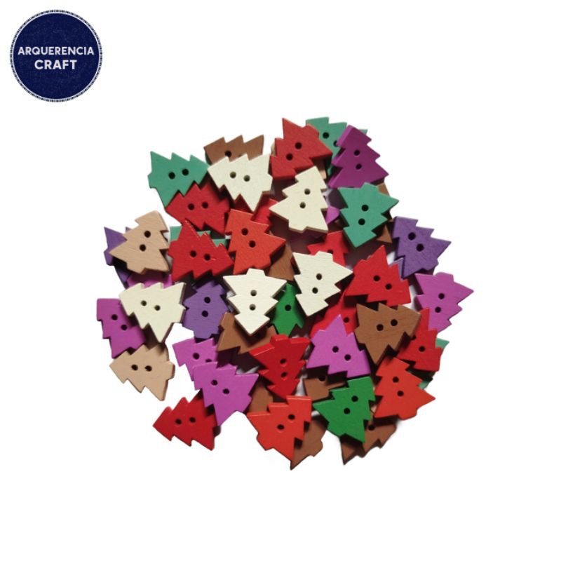 Jual 10 Pcs Kancing Kayu Hias Pohon Natal | Kancing Scrapbook Pohon ...