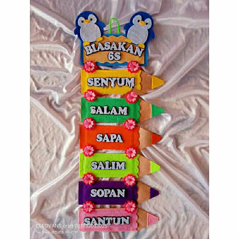 Jual HIASAN DINDING KELAS BIASAKAN 6S / DEKORASI KELAS PAUD TK SD / KERAJINAN KAIN FLANEL ...