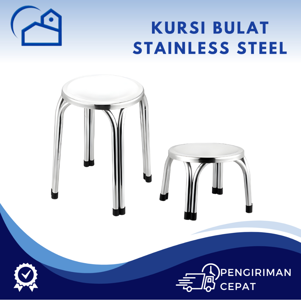 Jual Kursi Bulat Stainless Steel Kursi Bakso Kursi Stainless Steel 30CM ...