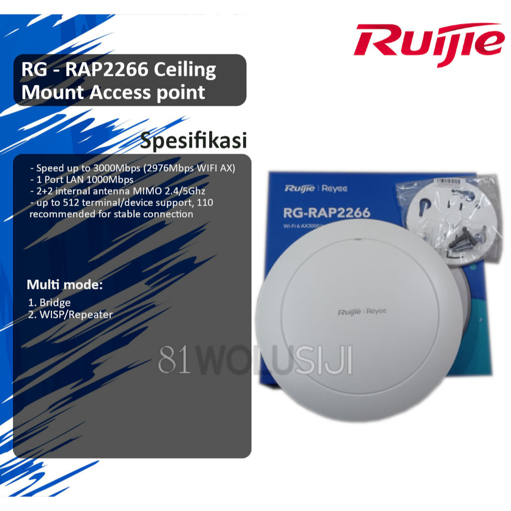 Jual Ruijie RG RAP2266 AX3000 WIFI 6 Ceiling mount Wireless AX Access ...
