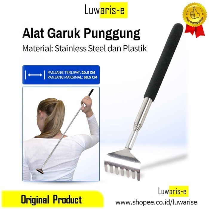 Jual Alat Garuk Punggung Gatal Tangan Penggaruk Badan Panjang Cakar Elang Stainless Luwarise ...